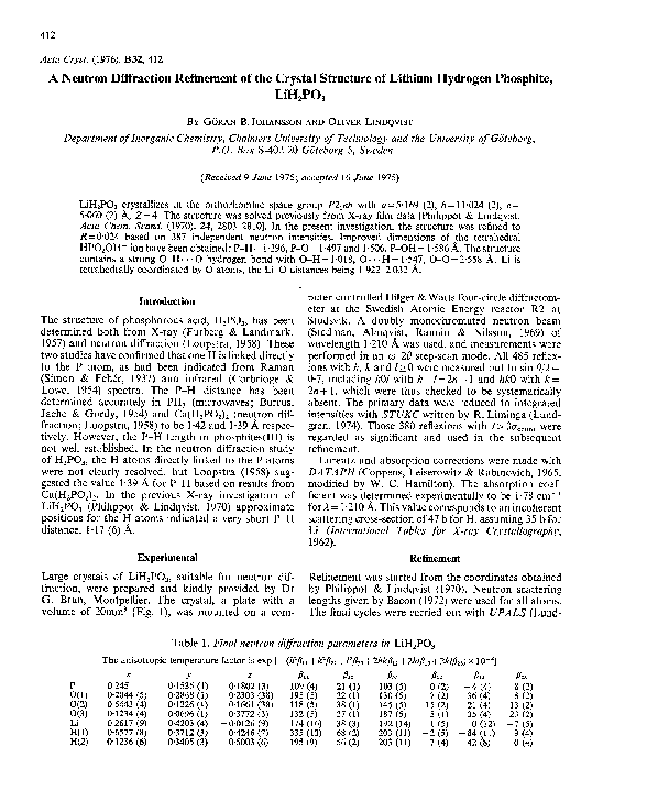 (PDF) A Neutron Diffraction Refinement of the Crystal Structure of ...