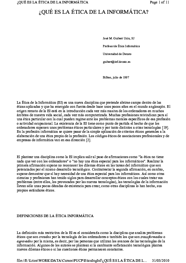 (PDF) QUÉ ES LA ÉTICA DE LA INFORMÁTICA