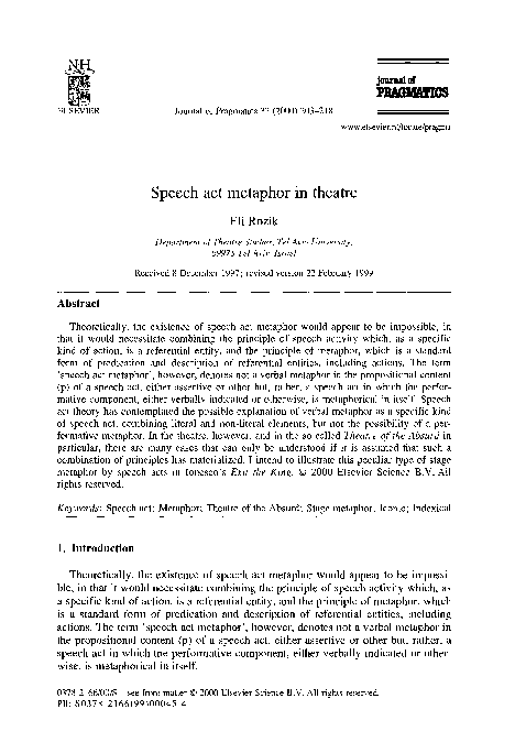 (PDF) Speech act metaphor in theatre