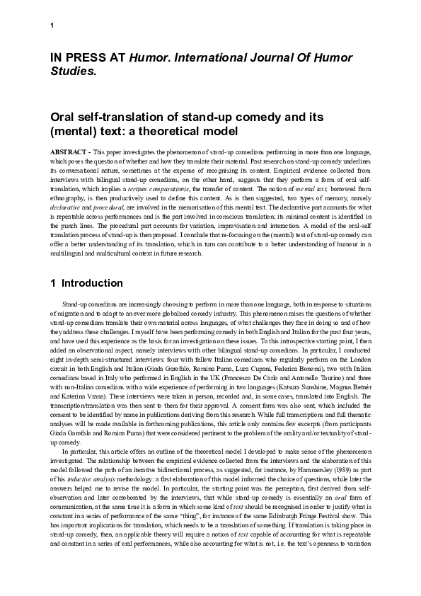 (PDF) Analyzing the Incongruity Theory of Humor: George Carlin’s Stand ...