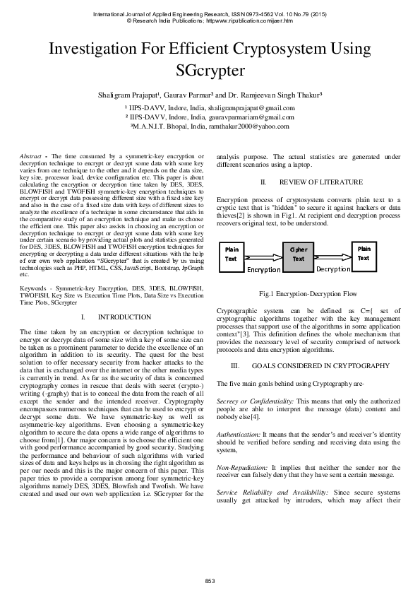 (PDF) Investigation For Efficient Cryptosystem Using SGcrypter