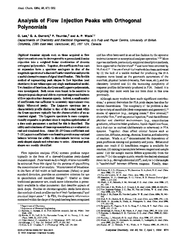 (PDF) Analysis of Flow Injection Peaks with Orthogonal Polynomials ...