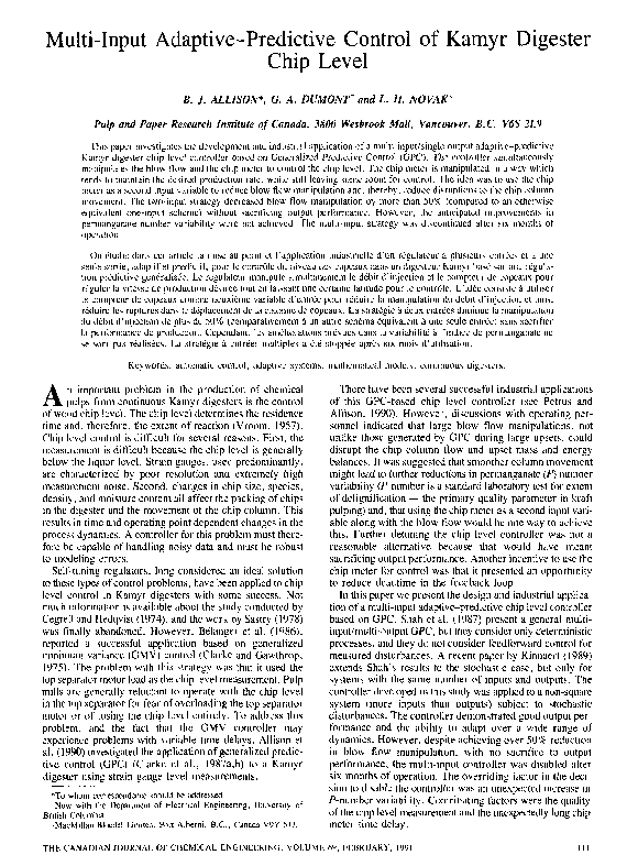 (PDF) Multi-input adaptive-predictive control of kamyr digester chip ...
