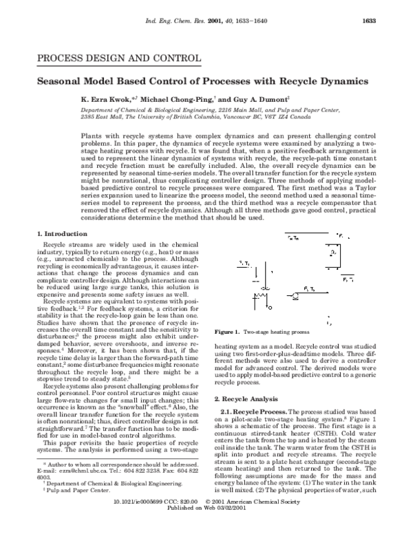 (PDF) Seasonal Model Based Control of Processes with Recycle Dynamics | Guy Dumont - Academia.edu