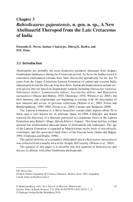 (PDF) Rahiolisaurus gujaratensis, n. gen. n. sp., A New Abelisaurid ...