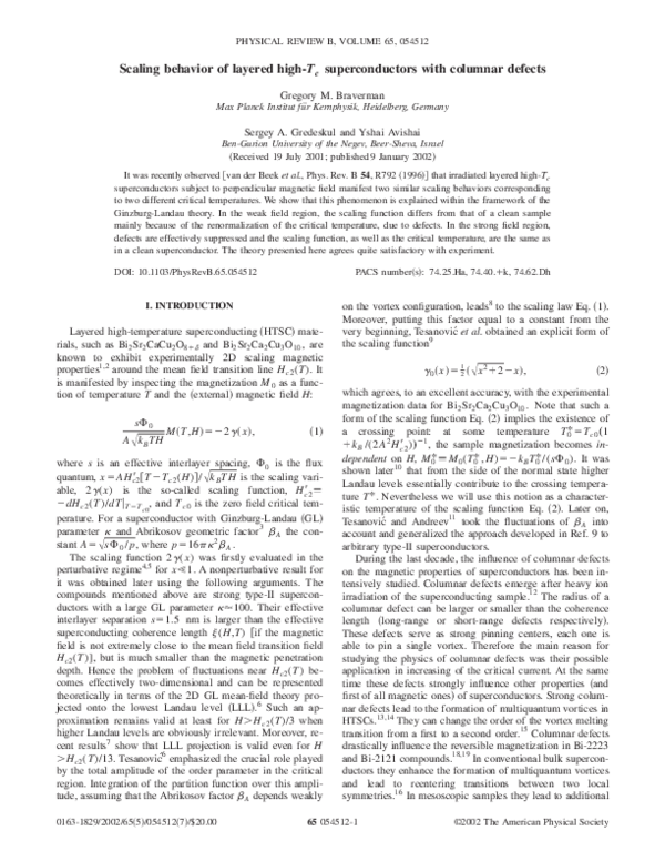 Pdf Scaling Behavior Of Layered High T C Superconductors With Columnar Defects
