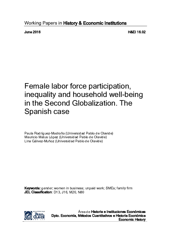(PDF) Female labor force participation, inequality and household well ...