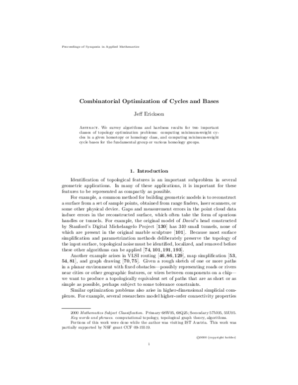 (PDF) Combinatorial optimization of cycles and bases