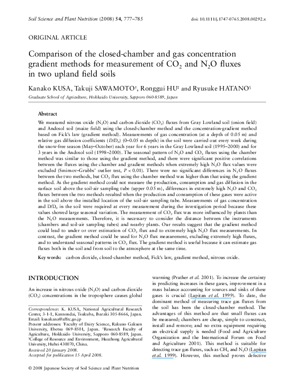 (PDF) Comparison of the closed-chamber and gas concentration gradient ...