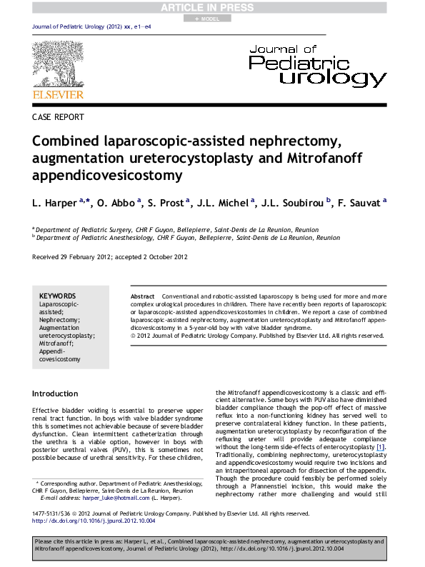 (PDF) Combined laparoscopic-assisted nephrectomy, augmentation ...