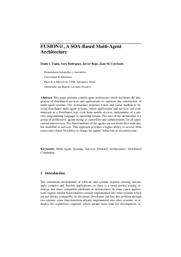 (PDF) FUSION@, A SOA-Based Multi-agent Architecture