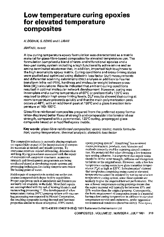 (PDF) Low temperature curing epoxies for elevated temperature composites