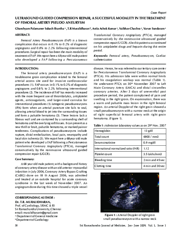 (PDF) Ultrasound Guided Compression Repair, a Successful Modality in ...