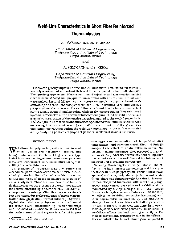 (PDF) Weld-line characteristics in short fiber reinforced thermoplastics