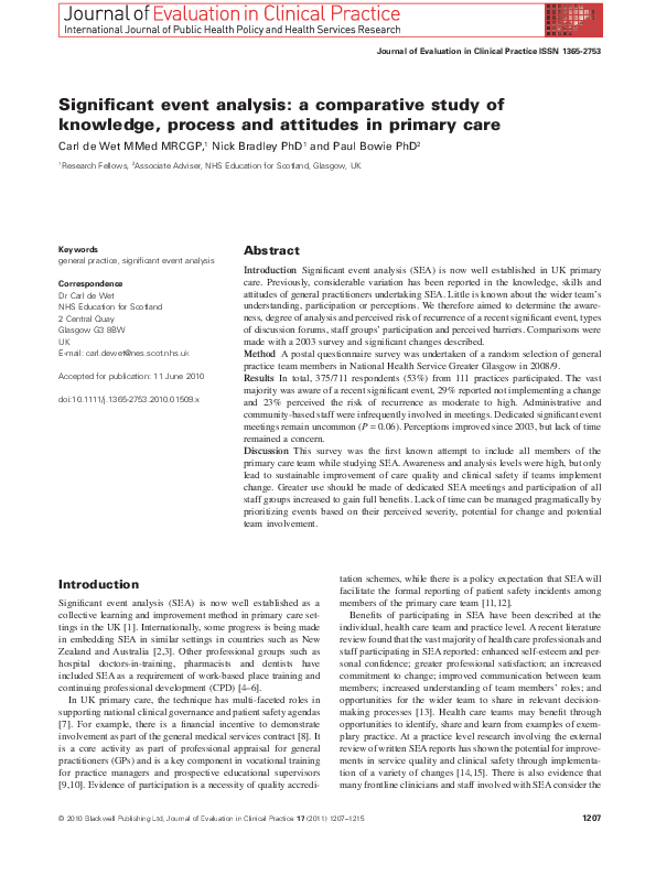 (PDF) Significant event analysis: a comparative study of knowledge ...