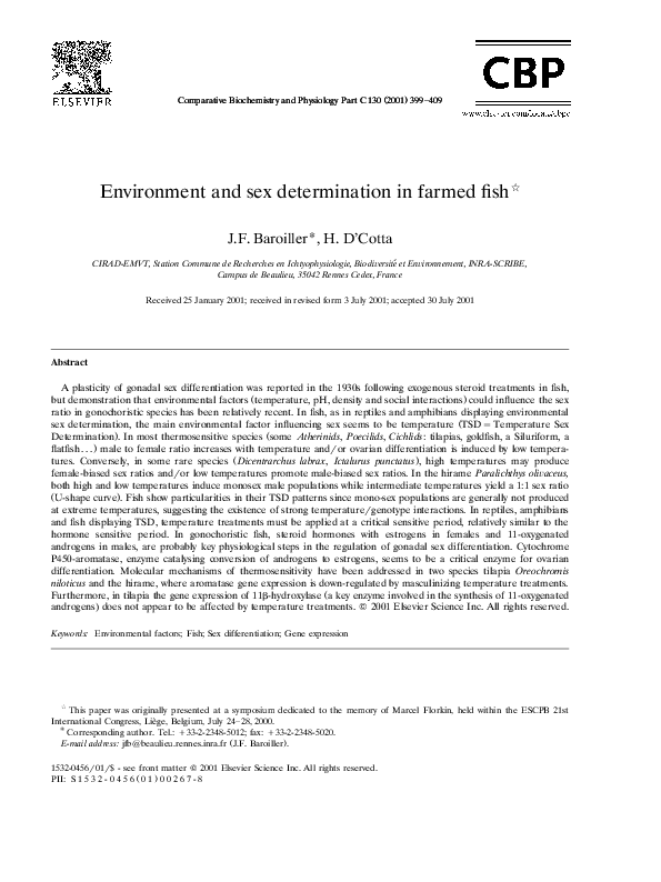 (PDF) Environment and sex determination in farmed fish