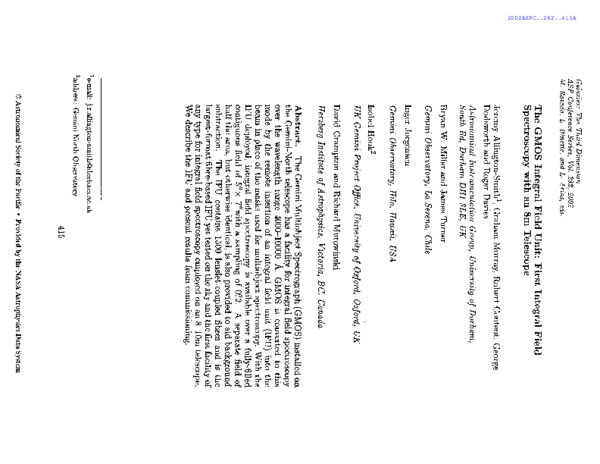 (PDF) The GMOS integral field unit: first integral field spectroscopy ...
