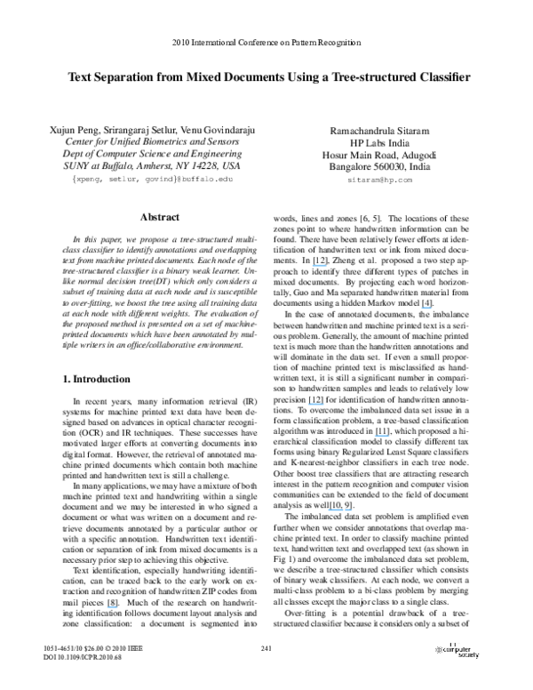Pdf Text Separation From Mixed Documents Using A Tree Structured