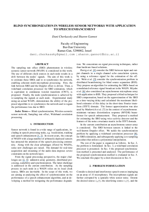 Pdf Blind Synchronization In Wireless Sensor Networks With
