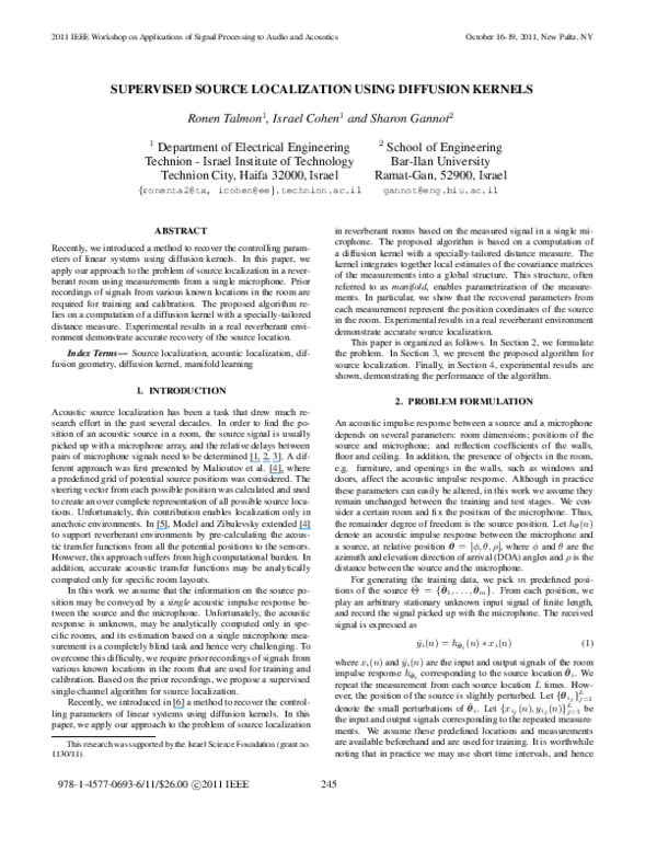 Pdf Supervised Source Localization Using Diffusion Kernels Sharon