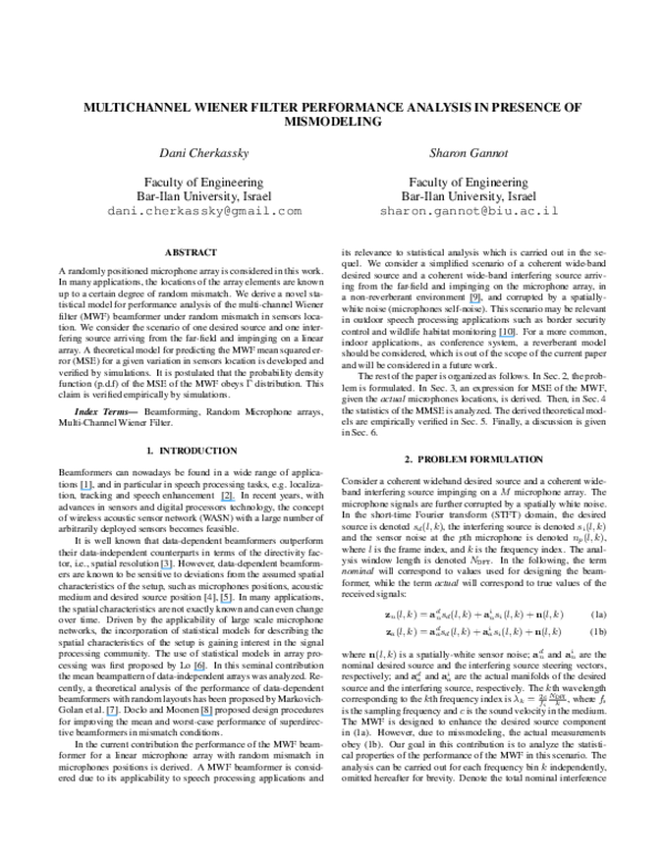 (PDF) Multichannel Wiener filter performance analysis in presence of ... (PDF) Multichannel Wiener filter performance analysis in presence of ...