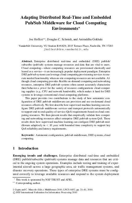 (PDF) Adapting Distributed Real-Time and Embedded Pub/Sub Middleware for Cloud Computing ...