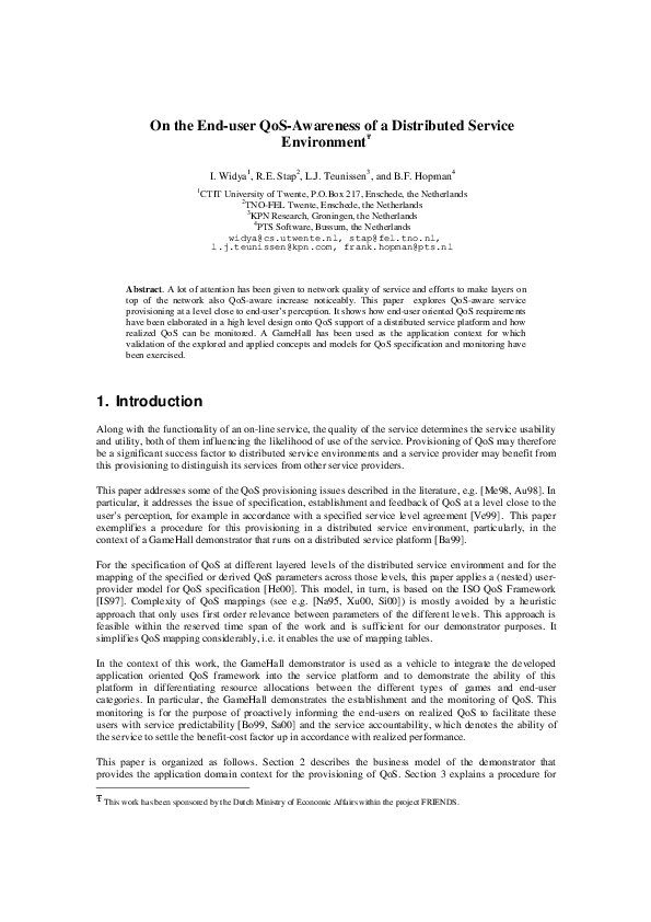 (PDF) End-User QoS Awareness in Distributed Services