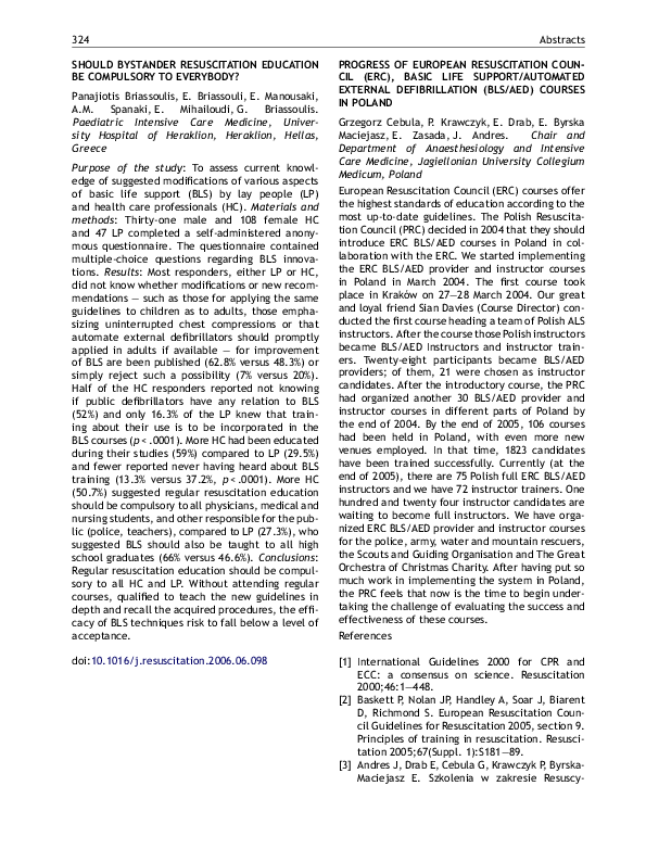(PDF) Progress of European Resuscitation Council (ERC), basic life ...