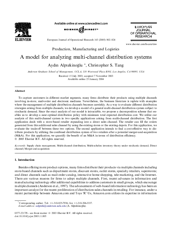 (PDF) A model for analyzing multi-channel distribution systems