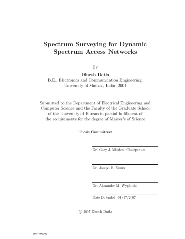 (PDF) A Spectrum Surveying Framework for Dynamic Spectrum Access Networks