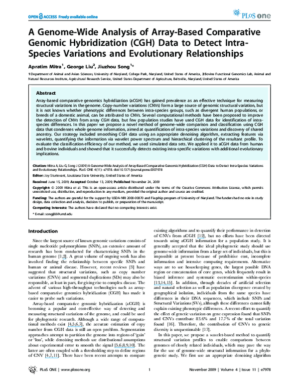 (PDF) A Genome-Wide Analysis of Array-Based Comparative Genomic Hybridization (CGH) Data to ...