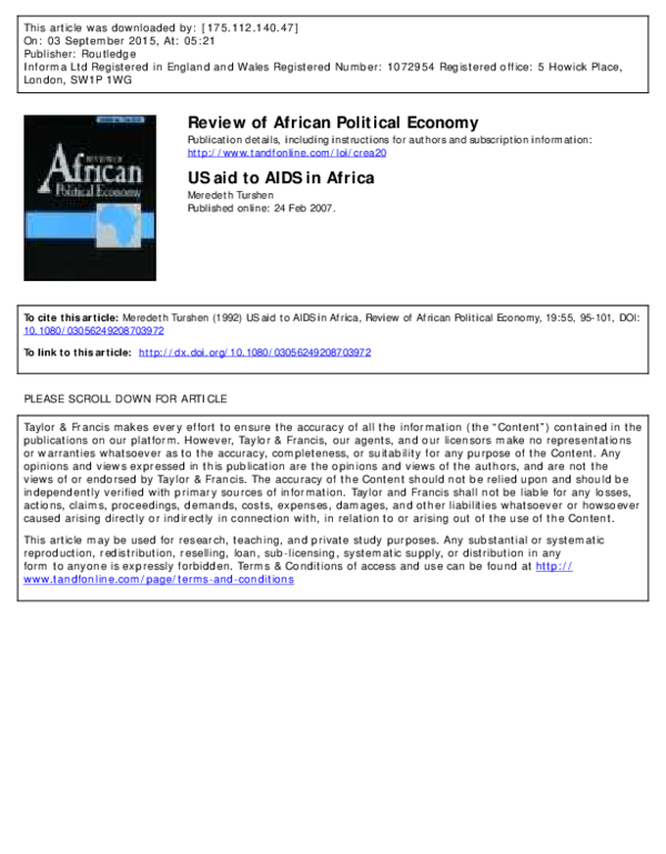 (PDF) US aid to AIDS in Africa
