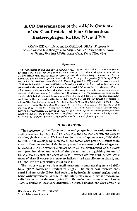 (PDF) A CD determination of the ?-helix contents of the coat proteins ...
