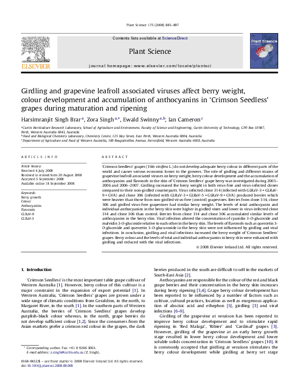 (PDF) Girdling and grapevine leafroll associated viruses affect berry ...