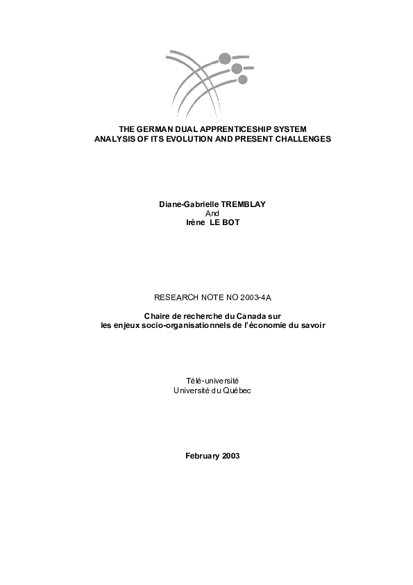 (PDF) The German Dual Apprenticeship System: An Analysis of Its ...