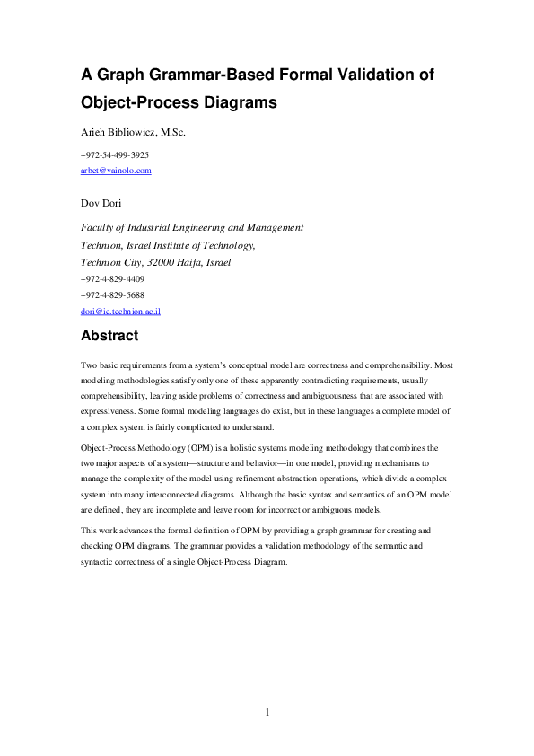 (PDF) A graph grammar-based formal validation of object-process diagrams