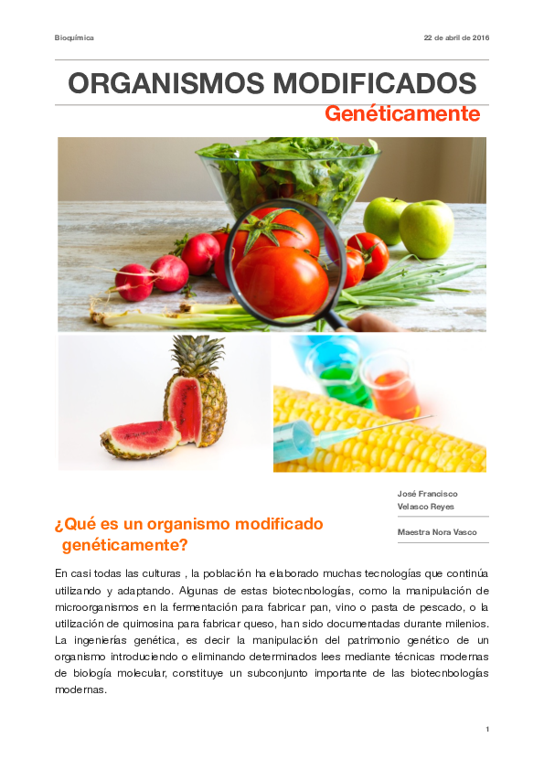 (PDF) Alimentos modificados genéticamente