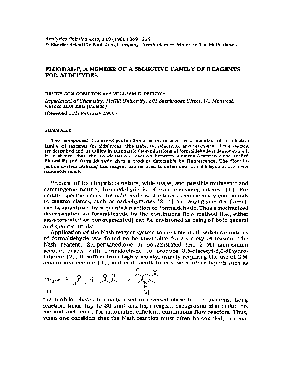 (PDF) Fluoral-P, a member of a selective family of reagents for aldehydes