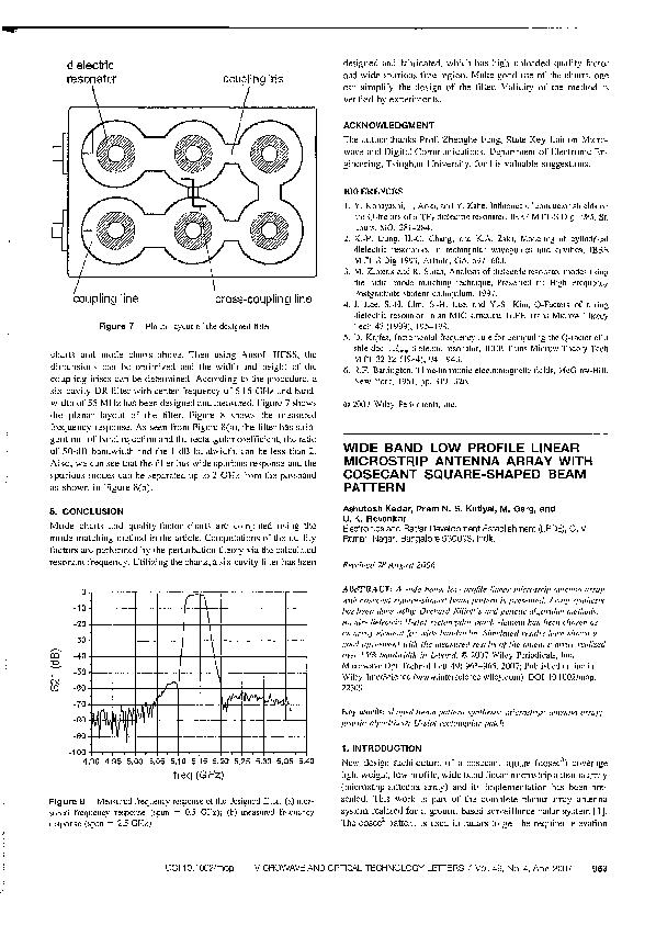 (PDF) Wide band low profile linear microstrip antenna array with cosecant square-shaped beam pattern