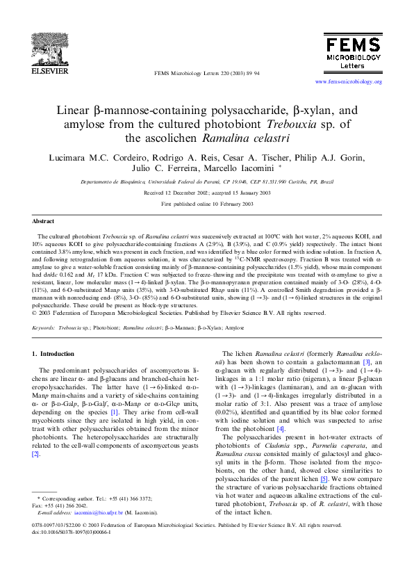 (PDF) Linear β-mannose-containing polysaccharide, β-xylan, and amylose ...