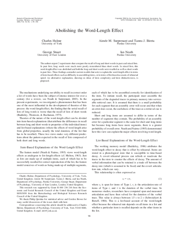 (PDF) Abolishing the Word-Length Effect
