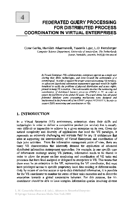 (PDF) Federated query processing for distributed process coordniation in virtual enterprises
