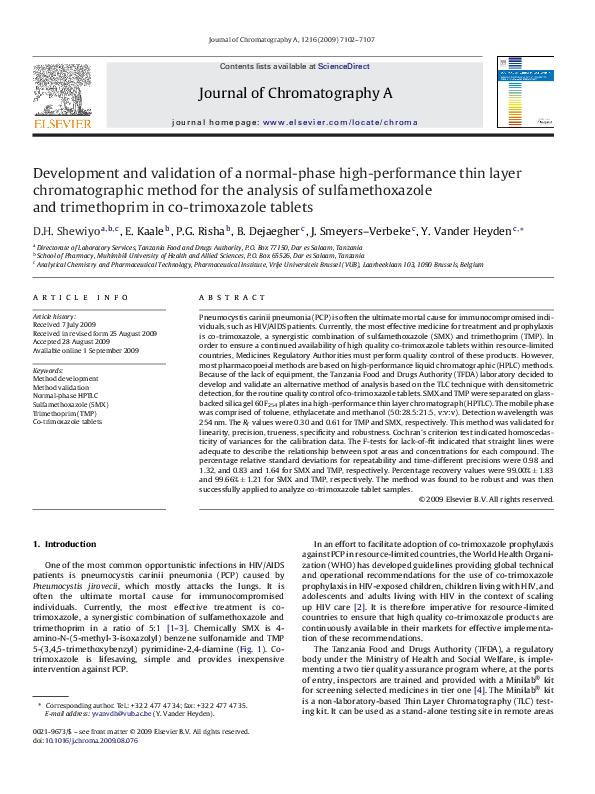 (PDF) Development and validation of a normal-phase high-performance thin layer chromatographic ...