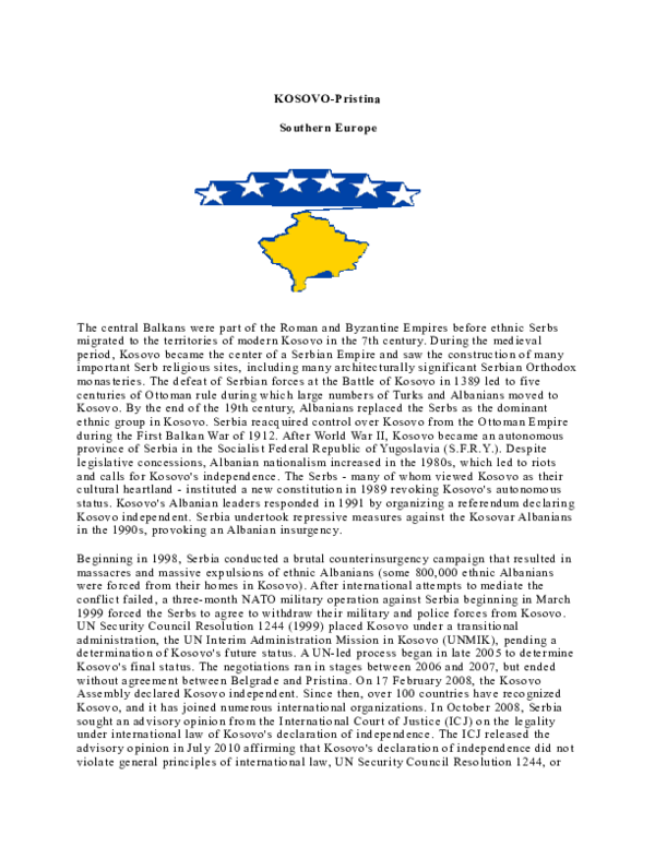(DOC) Kosovo Summary