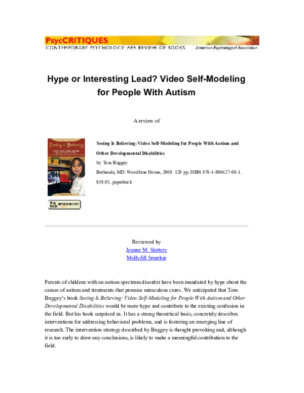(PDF) Hype or interesting lead? Video self-modeling for people with autism