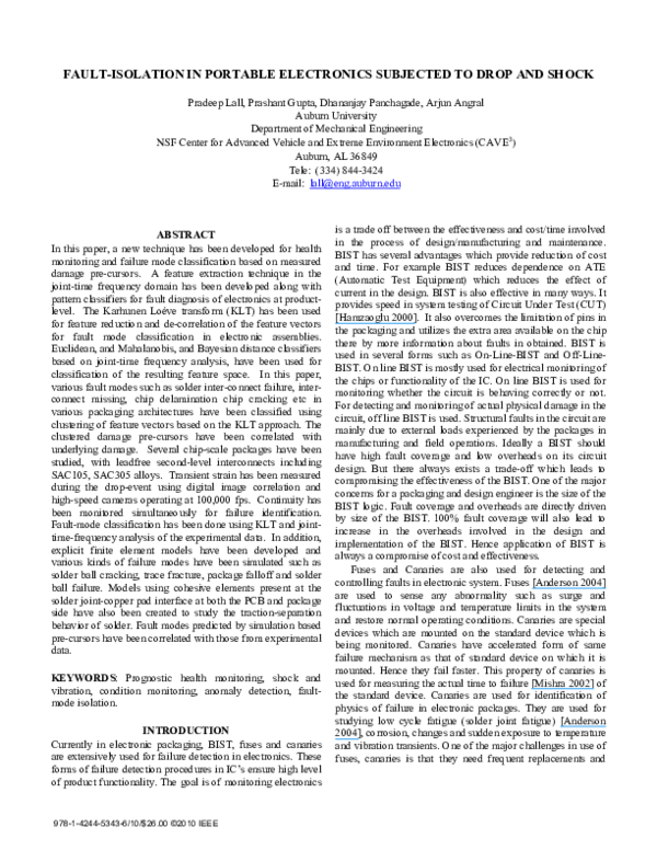 (PDF) Fault-isolation in portable electronics subjected to drop and shock