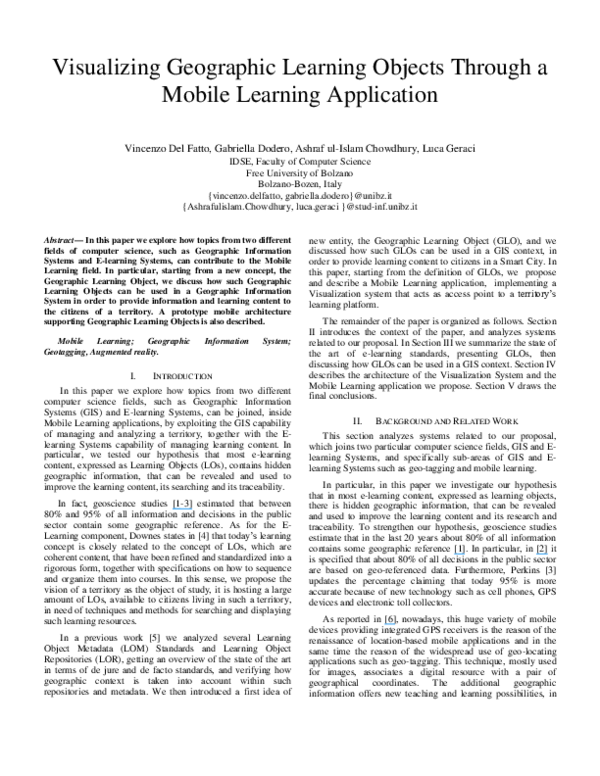 (PDF) Visualizing Geographic Learning Objects Through a Mobile Learning Application