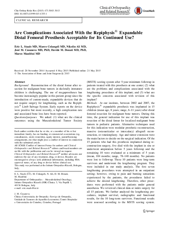 (PDF) Are Complications Associated With the Repiphysis(®) Expandable ...