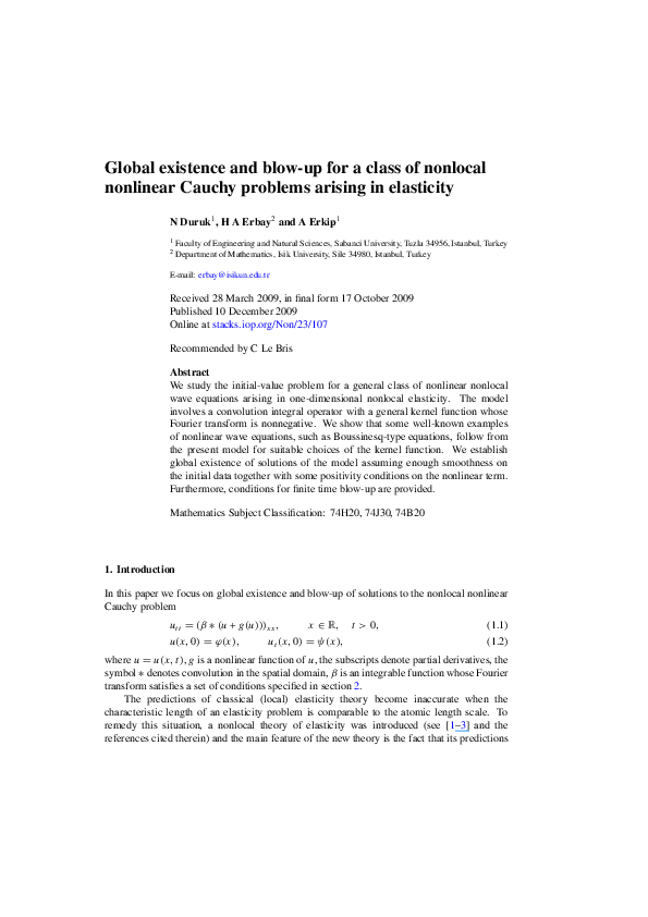(PDF) Global existence and blow-up for a class of nonlocal nonlinear Cauchy problems arising in ...