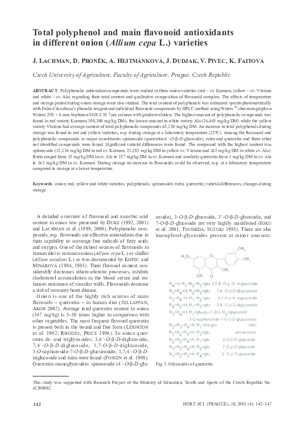 (PDF) Total polyphenol and main flavonoid antioxidants in different onion (Allium cepa L.) varieties